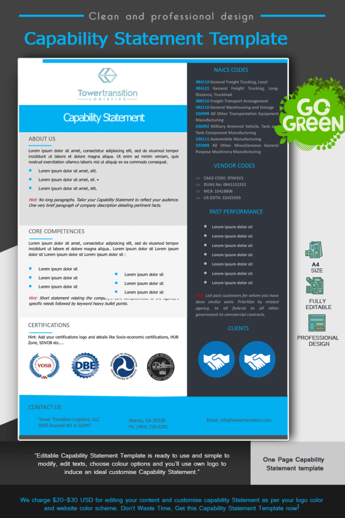 Logistics Capability Statement Template » Download MS Word Editable file