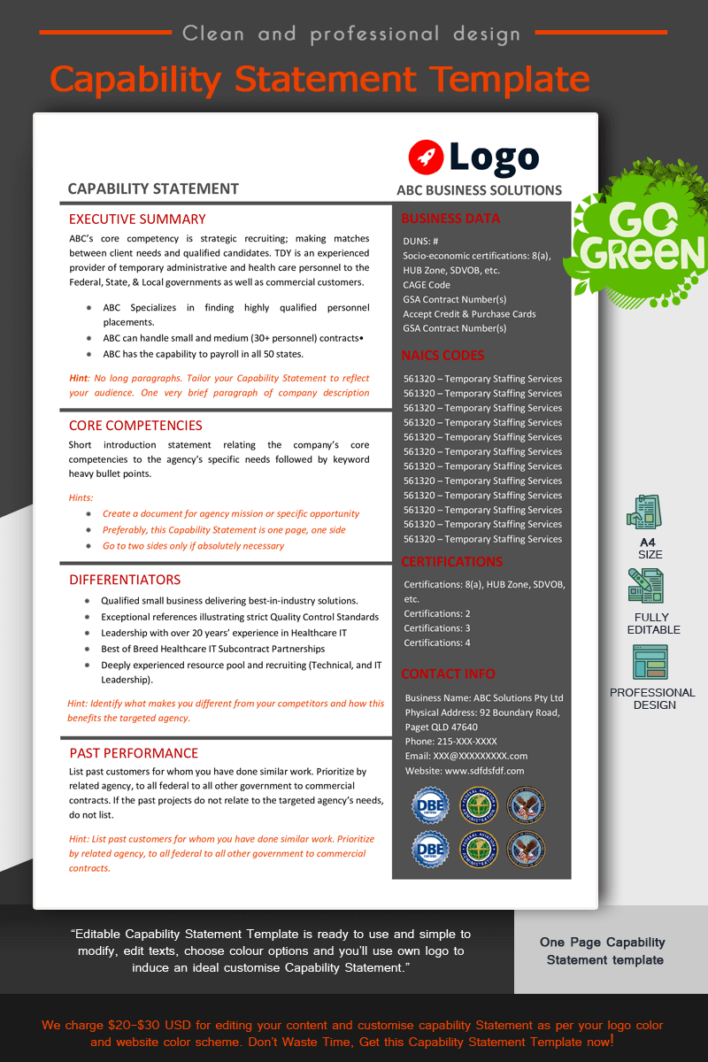Engineering Capability Statement Template Capability Statement Lab