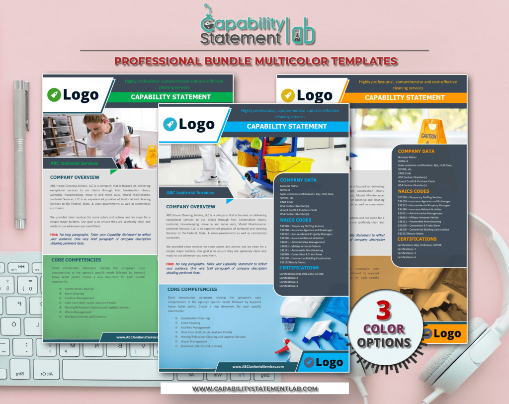 Janitorial Services Capability Statement Template » MS Word Editable