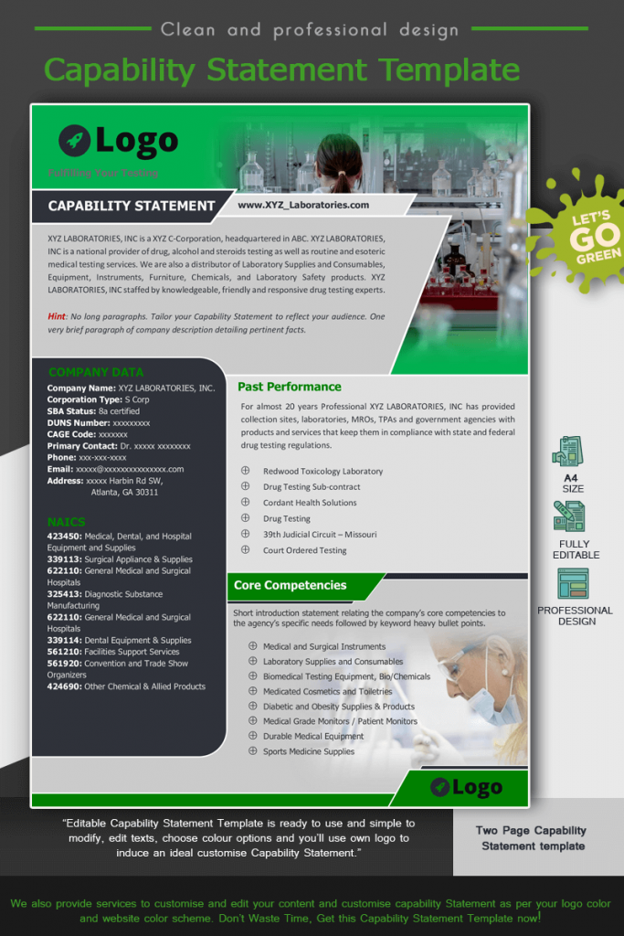Laboratories Capability Statement Template » Download MS Word format