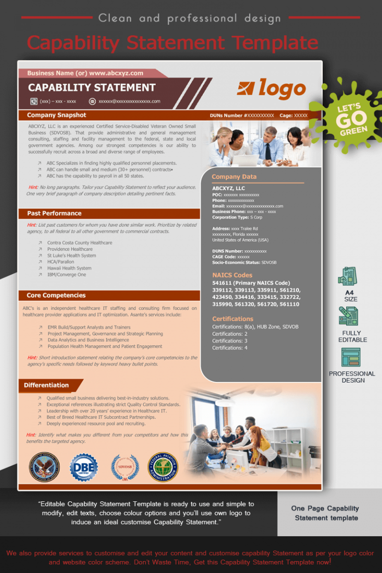 Modern Capability Statement Template » Download MS Word format