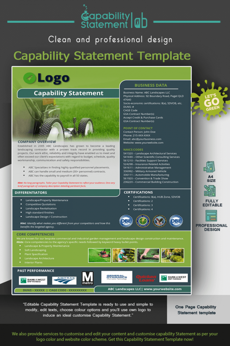 Landscaping Capability Statement Template » Download MS Word
