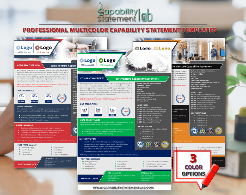 Joint Venture Capability Statement Template » MS Word file